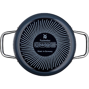 WMF Fusiontec Essential Large Cooking Pot, 20 cm, Glass Lid, Induction Stewing Pan, 2.4 L, High-Tech Ceramic, Scratch-Resistant, Uncoated, Dark Blue, Made in Germany