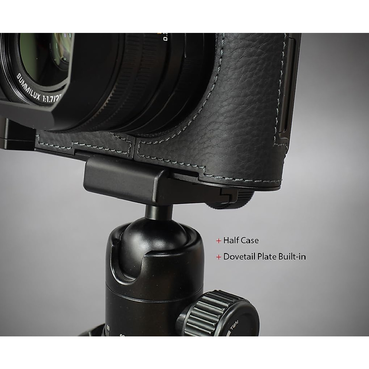 LIM'S Genuine Italy Leather Camera Half Case Metal Grip Dovetail Plate for Leica Q3 [Black]