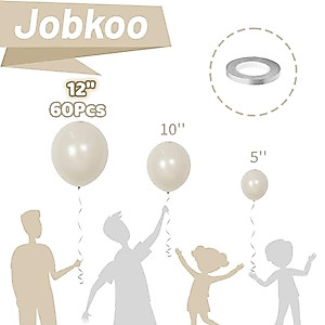 Pearl White Sand Balloons 12 Inch, 60 PCS Beige Cream Off White Pearl Balloons, Boho Neutral Nude Tan Latex Helium Party Balloon for Garland Birthday Wedding Baby Shower Anniversary Party Decorations