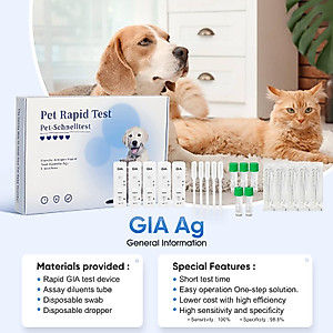 PawsXfun Dogs & Cats GIA Test Kit - Accurate & Quick 5-Pieces Home Detection of Giardia in Feces/Vomit in 5-10 Minutes! Easy to Use Non-Invasive Early Diagnosis Tool Suitable for All Breeds & Ages