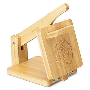 Navaris Wooden Tortilla Press - Wood Pataconera Tortilla Quesadilla Maker Flour Dough Press for Quesadillas Tortillas Indian Roti Tostones Patacones