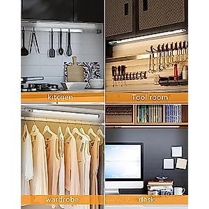 Under Counter Lights for Kitchen, Plug in Under Cabinet Light with Memory Function, LED Closet Light with 3 Colors 2800/4000/6500k, Super Slim Stepless Dimmable Workbench Light (16 Inches)