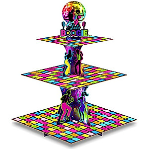 1970's Disco Party Decorations Retro Disco Cupcake Stand 70's Disco Fever Music Party Favors Cupcake Holder Dance Disco Party Dessert Tower for Disco Theme Birthday Party Supplies