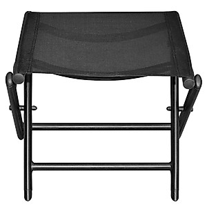 CUMYZO Folding Footstool Black Aluminum and Textilene 2.1kg/4.62lb