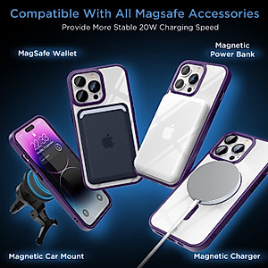 SUCGLES for iPhone 14 Pro Max Case with MagSafe [Ultra Strong Magnetic] [12FT Military Drop Protection] [Shockproof Bumper] Slim Thin Mag Safe Promax Phone Cover for Apple 14pro Max (Deep Purple)