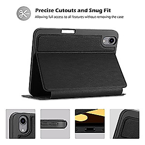 ProCase Cover for iPad Mini (A17 Pro) 2024 / iPad Mini 6 Case 2021 Mini 6th Generation Case with Pencil Holder, Slim Smart Folio Stand Cover Shockproof Protective Cases for iPad Mini 8.3 Inch -Black