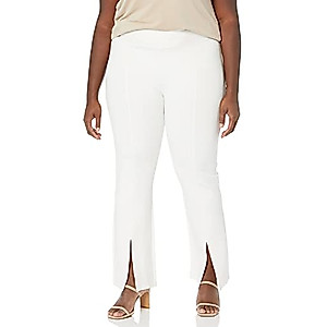 The Drop Women's Uma High Rise Fitted Slit Front Flare Pull-on Pant, Ivory, M