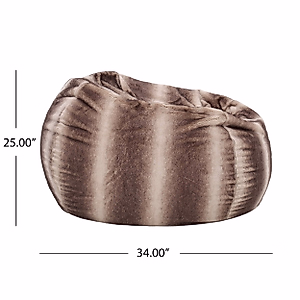 Christopher Knight Home Heavy Metal Inc Meridian Bean Bag Plush Faux Fur Chair | Comfortable and Fun Beanbag for The Whole Family| Non-Spill Memory Foam Filling (Oak Brown Stripes), Small