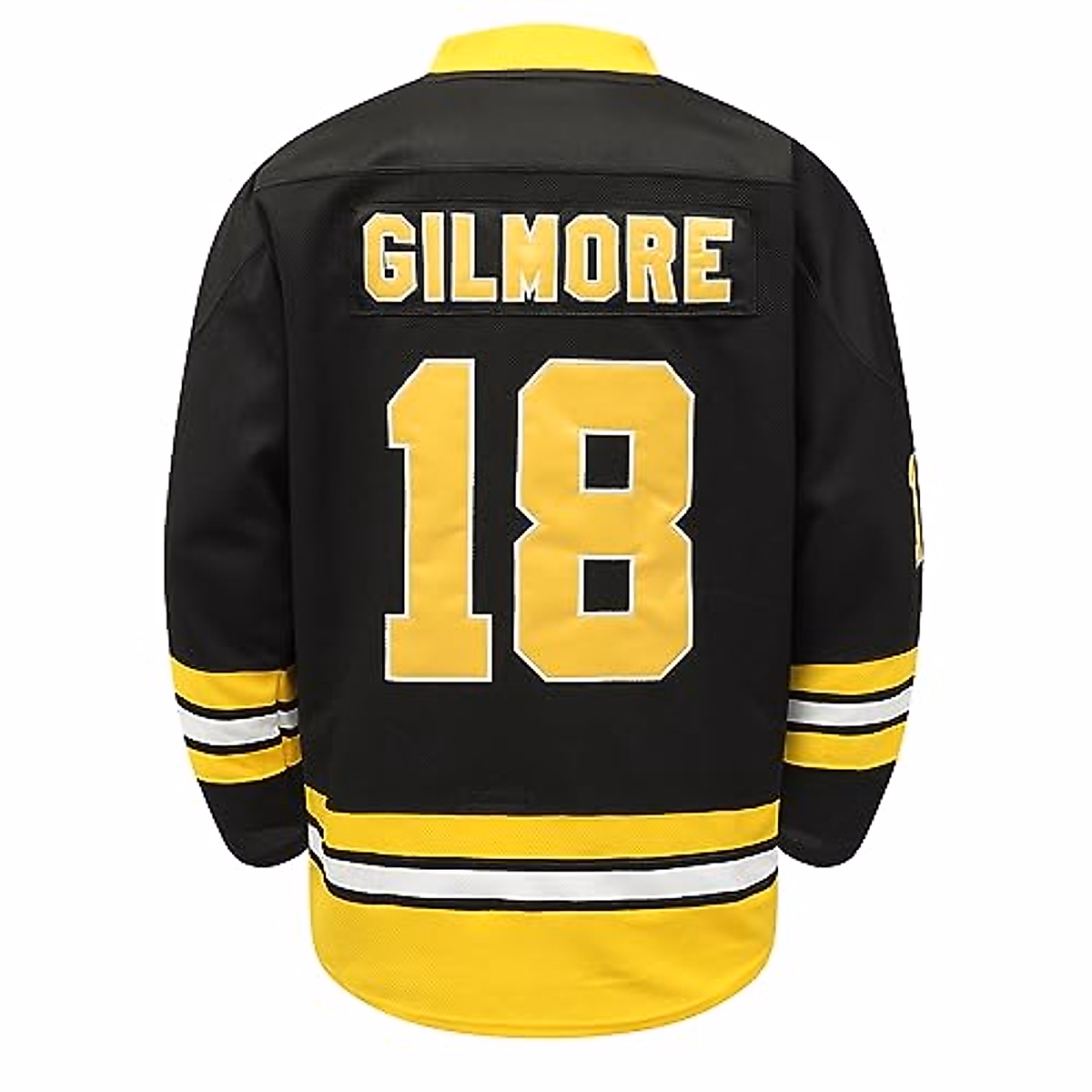 Livrania Men's Boston Happy Gilmore #18 Adam Sandler 1996 Movie Ice Hockey Jersey Stitched Letters and Numbers S-XXXL(18Black-Large)