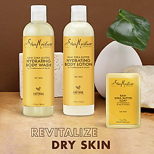 SheaMoisture Hydrating Bath and Body Kit Skin Care Products for Dry Skin Raw Shea Butter Hydrating Pack of 3