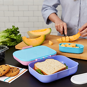 ZOKU Pink Neat Bento Jr. and Kitty Kids Pocket Utensil Set Bundle