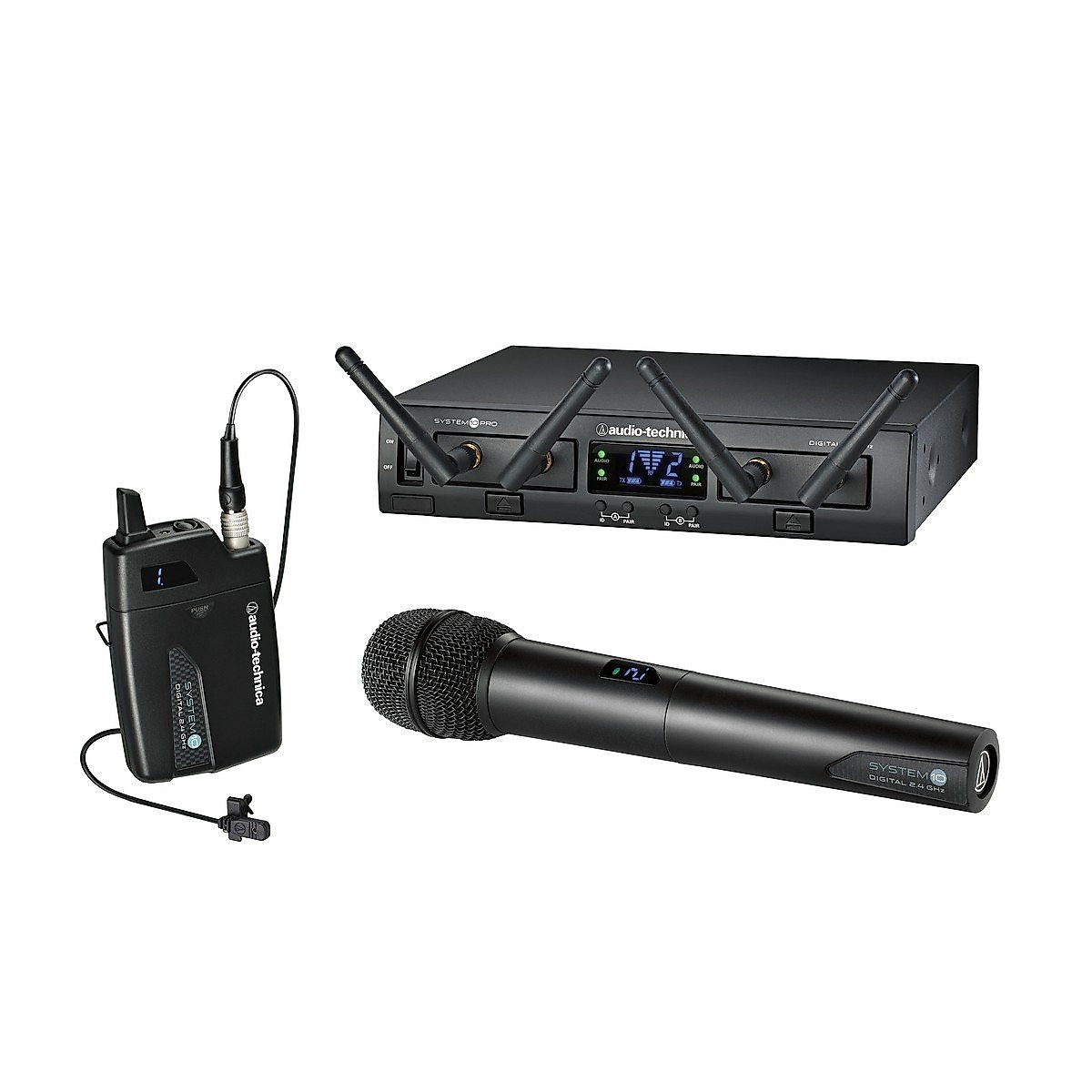 Audio-Technica System 10 Pro Digital Wireless Digital Dual Lavalier Mic System (ATW-1311/L), Black