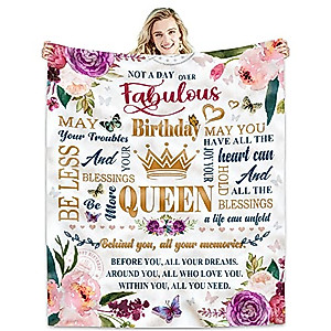 Hcoviv Happy Birthday Gifts For Women Blanket 50*60 - Birthday Queen - Best Birthday Decorations For Friends/Mom/Wife/Sister - Gifts For Women Birthday Unique, Happy Birthday Gift Ideas Throw Blankets