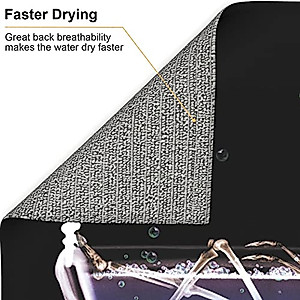 Funny Skull in Bathtub Printed Drying Mat For Kitchen Ultra Absorbent Microfiber Dishes Drainer Mats Non-Slip Silicone Quick Dry Pad - 18 X 16inch