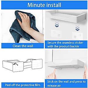 Adhesive Shower Caddy, No Drilling Bathroom Caddy Wall Mounted Shower Organizer Large Capacity Separable Shower Rack Wall Floating Shelf for Bathroom and Kitchen (White)