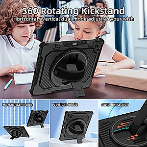 TASSKTO for iPad Pro 12.9 inch Case(6th 5th 4th 3rd Generation) with 360 Kickstand Hand Strap Pen Holder, Dual Layer Shockproof iPad Pro 12.9 Case for Kids