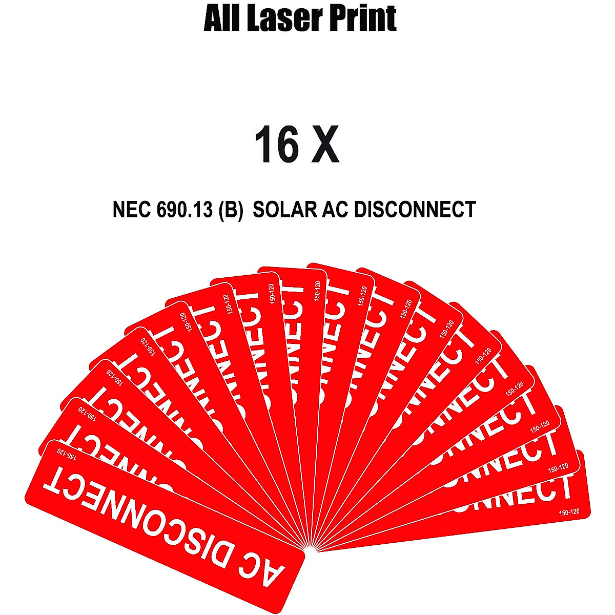 PV Solar Label Pack- AC Disconnect Label- 16 x Pack - 4’’ X 1’’