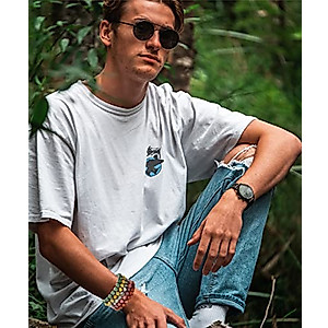 BOMAIL 5PCS 8mm Semi-Precious Gemstone Bracelet for Women Men Reiki Healing Crystal Beaded Bracelets Stretch Round Beaded Bracelet Unisex Jewelry Gifts