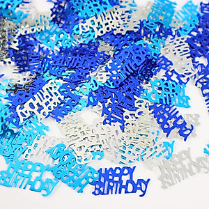 Hrovsur Happy Birthday Confetti for table - Blue Table Confetti Sprinkling Scatter Blue Birthday Decoration Party Supplies, Blue and Silver Birthday Decorations, Party Supplies (Blue and Silver)
