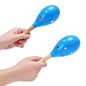 Maracas, Professional Wooden Rumba Shakers Latin Musical Instrument, Hand Percussion Rattles with Clear Salsa Rhythm for Adults Kids Party Game Playing, Set of 2