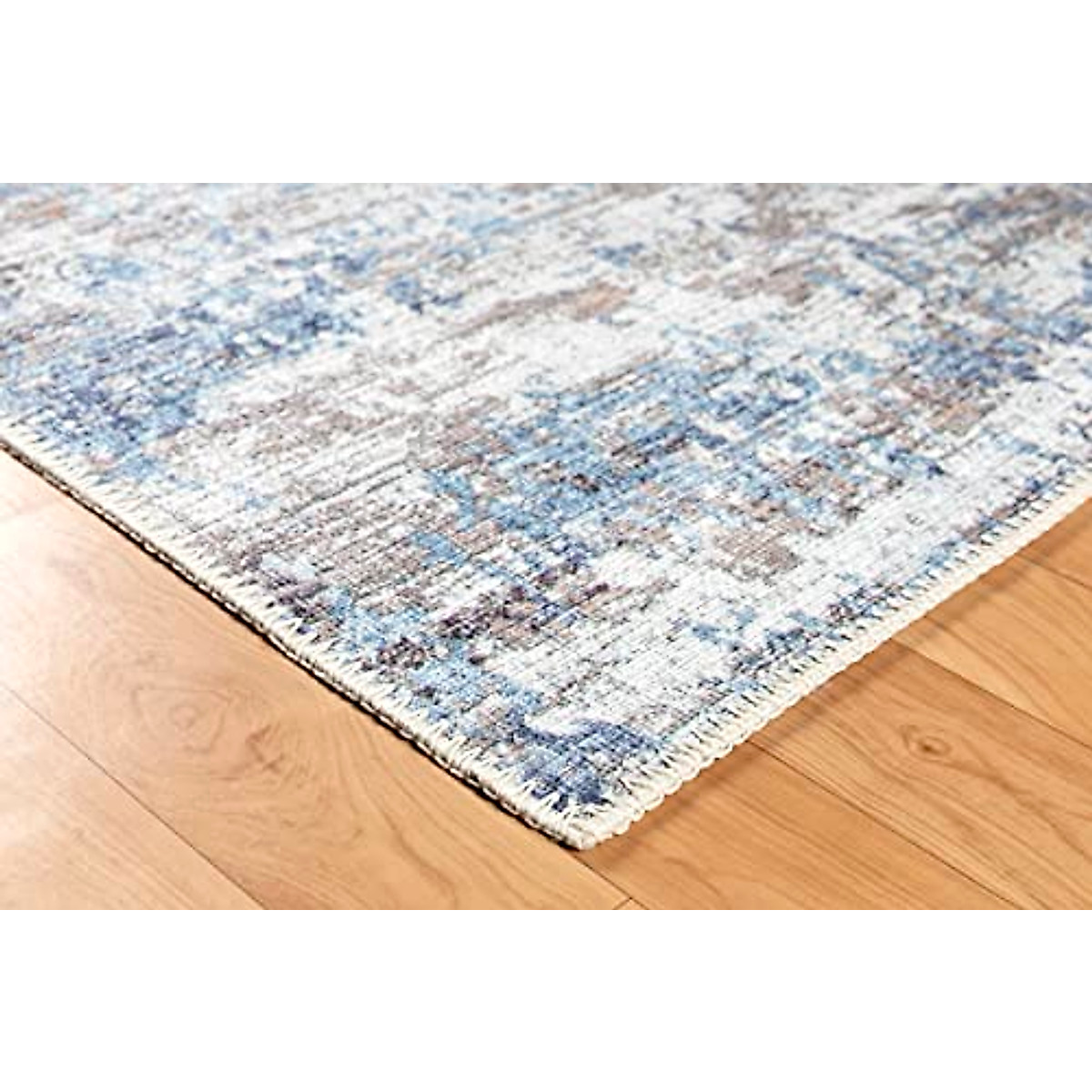 Great American Distributors - Machine Washable - Spatter Abstract Ombre Theme Print Area Rug, Transitional - Soft, Living Room Carpet - Blue, Gray
