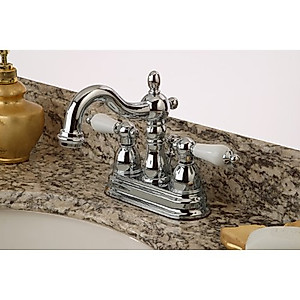 Kingston Brass KB1601PL Heritage 4-Inch Centerset Lavatory Faucet with Porcelain Lever Handle, Polished Chrome
