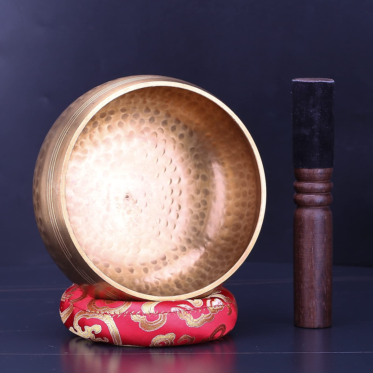 6.1inch sound bowl meditation set Handcrafted tibetan singing bowl heart chakra sound bath bowl zen music healing frequencies Yoga Prayer and Mindfulness Nepal meditation mat accessories (15.5cm)