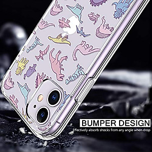 BICOL iPhone 11 Case Clear with Design for Girls Women,12ft Drop Tested,Military Grade Shockproof,Slip Resistant Slim Fit Protective Phone Case for Apple iPhone 11 6.1 inch 2019 Dinosaurs