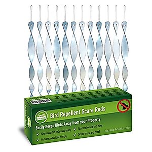 De-Bird Bird Scare Rods - Bird Repellent Woodpecker & Pigeon Deterrent Outdoor Spinning Repeller Device for Garden or Yard