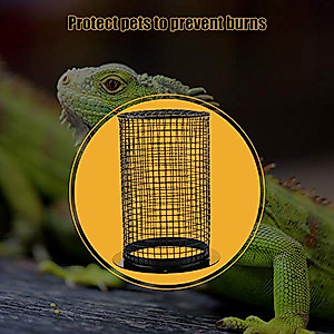 Sheens Reptile Anti Scald Lampshade, Day Night Ceramic Light Bulb Enclosure Cage Protector Round Reptile Heating Lamp Mesh Cover for Pet Reptile Amphibian