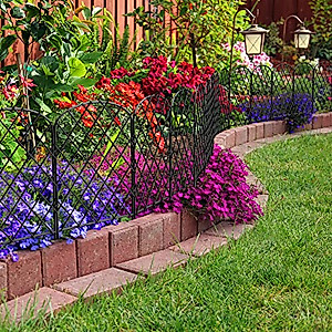 OUSHENG 10 Pack Decorative Garden Fence, Total 10ft(L) x 24in(H) No Dig Animal Barrier Border, Rustproof Metal Wire Section Edging Defence Fencing Panel for Outdoor Patio Garden Yard, Arched