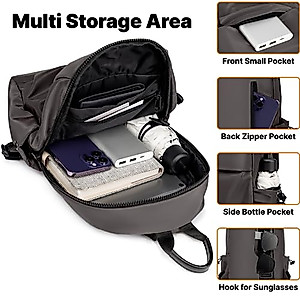 CANTLOR Men Small Sling Bag Crossbody Backpack Travel Daypacks Chest Pack Lightweight Outdoor Shoulder Bag One Strap (991801-Card grey)