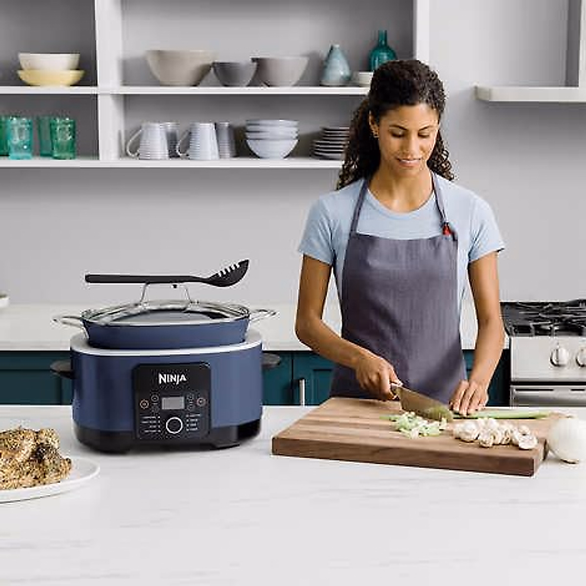 Ninja Foodi PossibleCooker PRO 8.5 Quart Multi-Cooker, with 8-in-1 Slow Cooker, Dutch Oven, Steamer & More, Glass Lid & Integrated Spoon, Nonstick, Oven Safe Pot to 500°F, Navy (Blue)