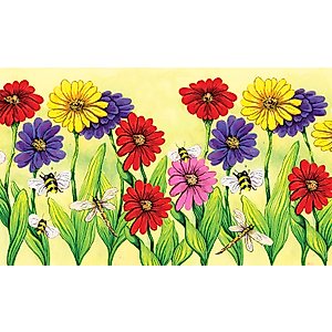 Toland Home Garden 800215 Zinnia Flight Spring Door Mat 18x30 Inch Summer Outdoor Doormat for Entryway Indoor Entrance