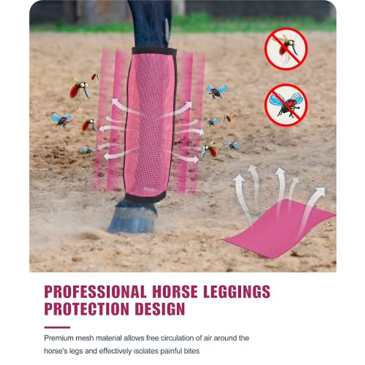 Fly Boots for Horse Leggins,Horse Fly Boots,Horse Leg Protection Set of 4(Pony/Donkey,Blue)