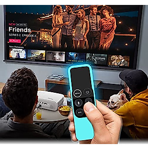 2 Pack Case Glow in The Dark Compatible with Apple TV 4K/ 4th Gen Remote Light Weight Anti-Slip Shock Proof Silicone Cover for Controller for Apple TV Siri Remote - Green and Blue