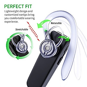 COMEXION Bluetooth Headset, Wireless Business Earpiece V4.1 Lightweight Noisy Suppression Bluetooth Earphone with Microphone for Phone/Laptop/Car（Blue+Case）