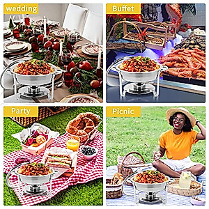 Naviocean Chafing Dish Buffet Set Chafers and Buffet Food Warmers for Parties 5 QT Round Chafing Servers Dish with Glass Cover Food Catering Chafers for Catering Event Buffet Banquet (2 Packs)