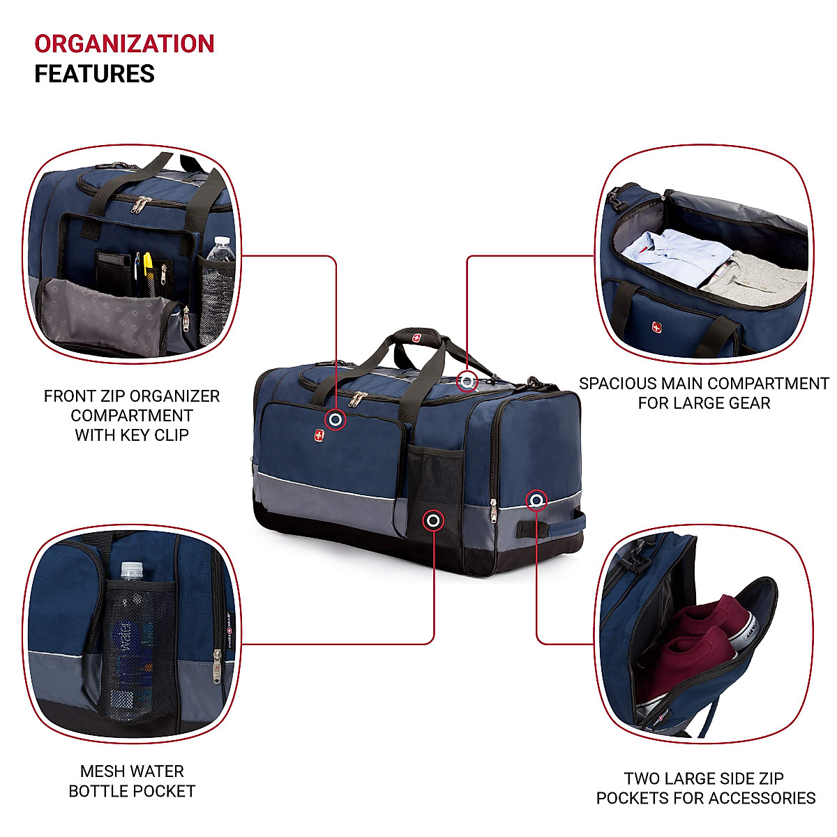 SwissGear Apex Travel Duffle Bags, Blue/Grey, 28-Inch