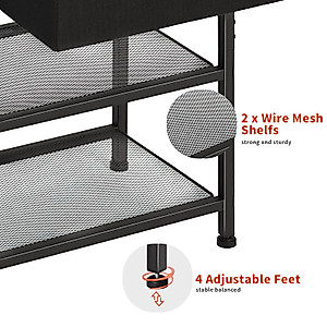 LAKEMID Nightstands Set of 2 with Drawer, Bedside Table End Table with 2 Layers Metal Shelf for Bedroom Sofa Couch (Black)
