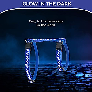 Cat Harness with Leash, 3-Pack, Unique Stars Moon and Paw Heart Design, Escape Proof, Walking, Small Medium Large, Black, Red, Blue, Adjustable, Safe, Set of 3