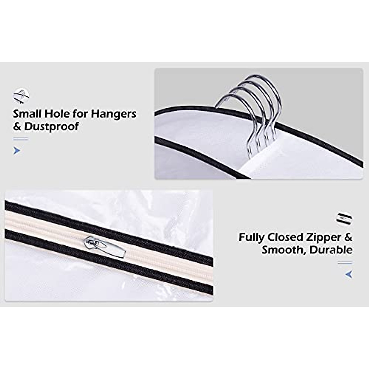 SLEEPING LAMB 60'' Long Hanging Garment Bags for Closet Storage and 6 Shelves Jumbo Hanging Closet Organizer and Storage