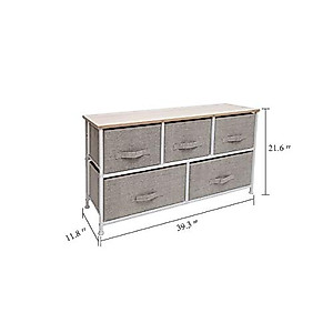 East Loft Extra Wide Dressers for Bedroom Cheap Closet Dresser for Nursery - Storage Dresser with 5 Fabric Drawers - Easy Assembly Small Dresser for Closet Kids Clothes Organizer (Beige)