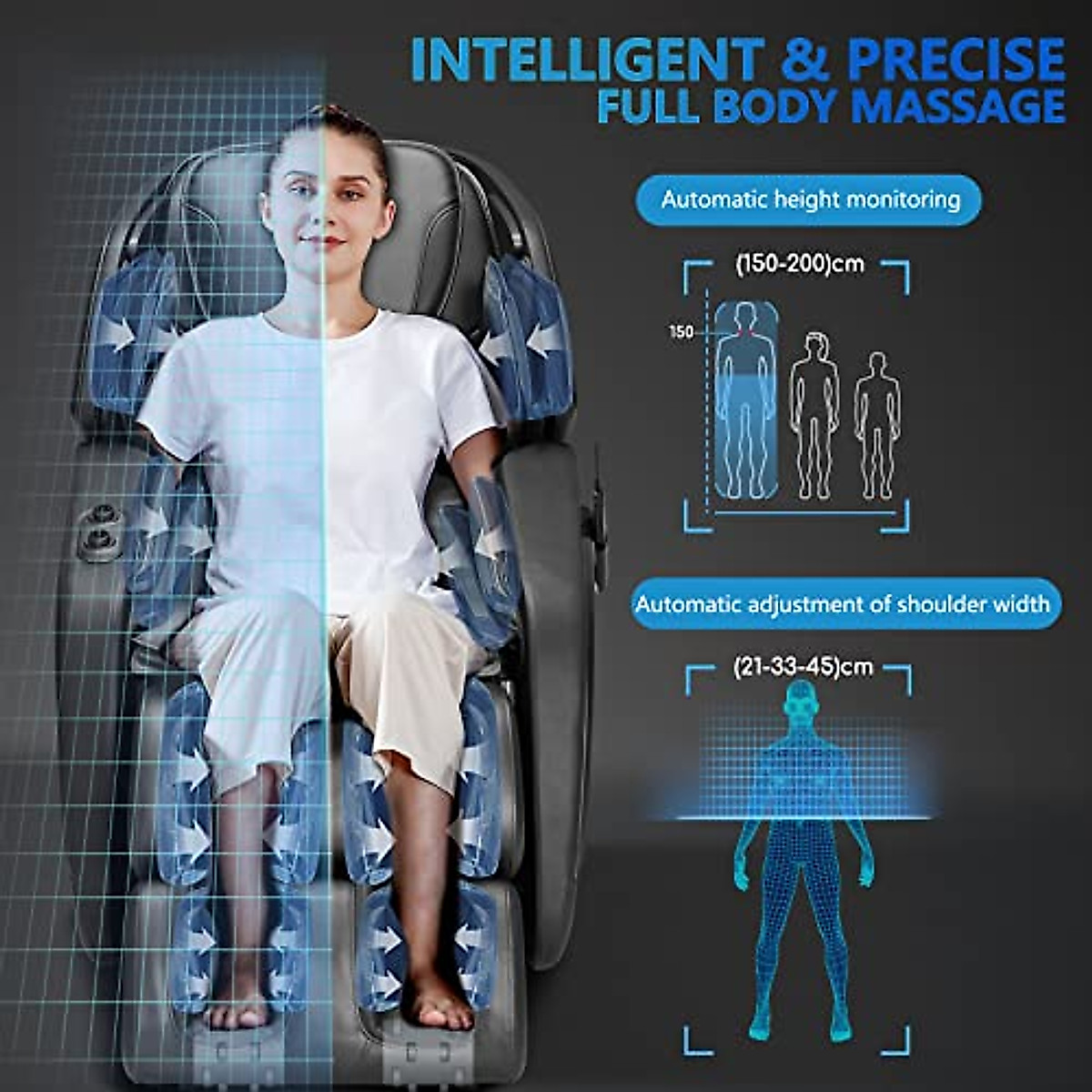 COMFIER 4D Massage Chair Zero Gravity Full Body,Back Massager for Recliner Chair,Deluxe Ultra-SL Track,18 Auto Programs,Rolling,Heat,Air Compression,Yoga Stretch,Body Scan,Bluetooth,Foot Roller