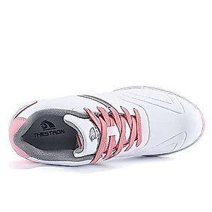 Womens Breathable Waterproof Golf Shoes Spikless Casual Comfortable Trainer Golf Sport Sneakers Professional Lightweight Pink/Blue Outdoor Sneaker (Pink, adult, women, numeric_8, numeric, us_footwear_size_system, medium)