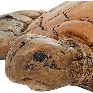 Driftwood Sea Turtle Statue Rustic Wood Look Garden Turtle Coastal Home Decor