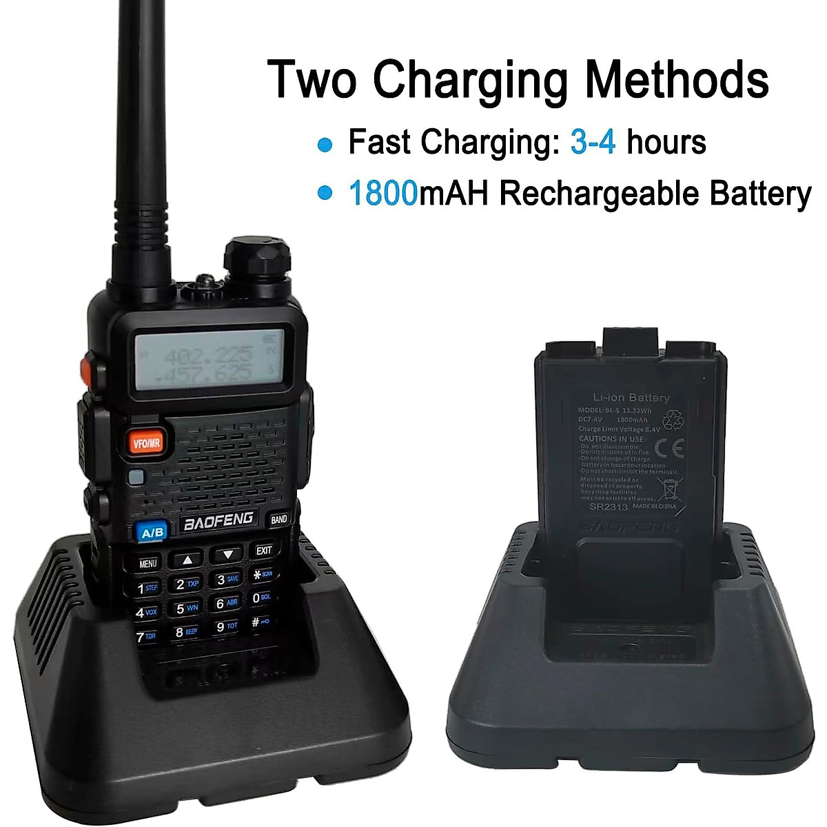 BAOFENG UV-5R Radio, Handheld Ham Radios Long Range, Dual Band Programmable Two Way Radios with Programming Cable, Portable Amateur HT Radio(2 Pack)