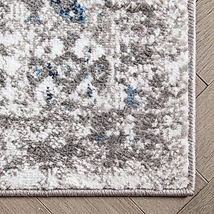 Well Woven Dulcet Trieste Distressed Floral Medallion Pattern Ivory Grey 5'3" X 7'3" Area Rug