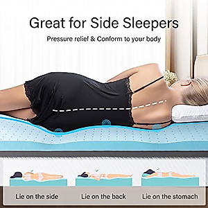 Maxzzz 4 Inch Mattress Topper Queen - Cooling Gel Memory Foam Mattress Topper Bamboo Bed Topper, Medium Firm Mattress Topper High-Density Foam Topper, CertiPUR-US Certified