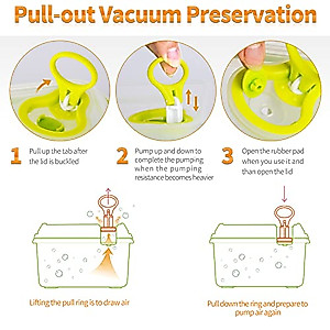 Genteen Vacuum Food Storage Container Set, Air Tight Sealable Containers for Rice, Pasta and Bean - 3 Pack Dry Food Storage Containers with Lids Airtight BPA Free （3.8 Qt+1.27 Qt+0.61 Qt）